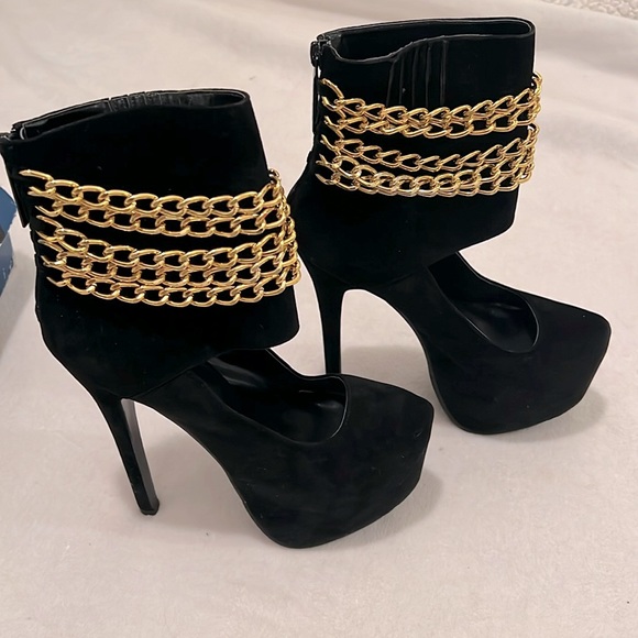 Shiekh | Shoes | Sheikh Shoes Black High Heel Boots With Gold Color ...